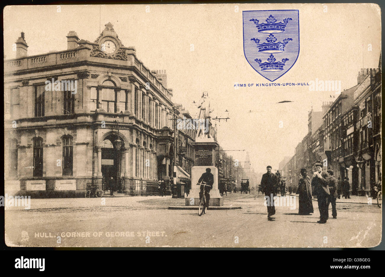 The corner of George Street, Kingston-upon-Hull. Date: 1908 Stock Photo ...
