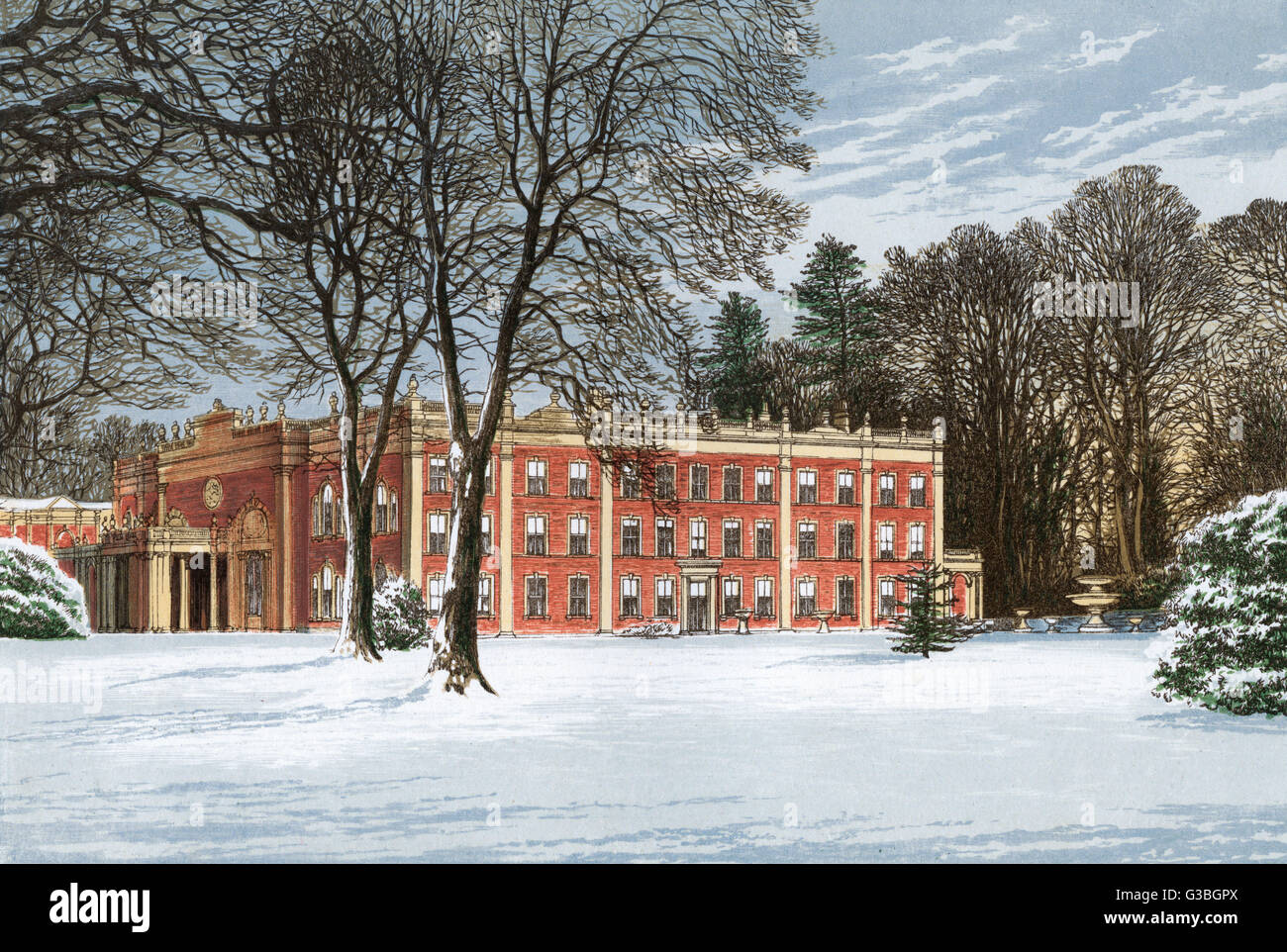 STATELY HOME IN SNOW 3 Stock Photo - Alamy