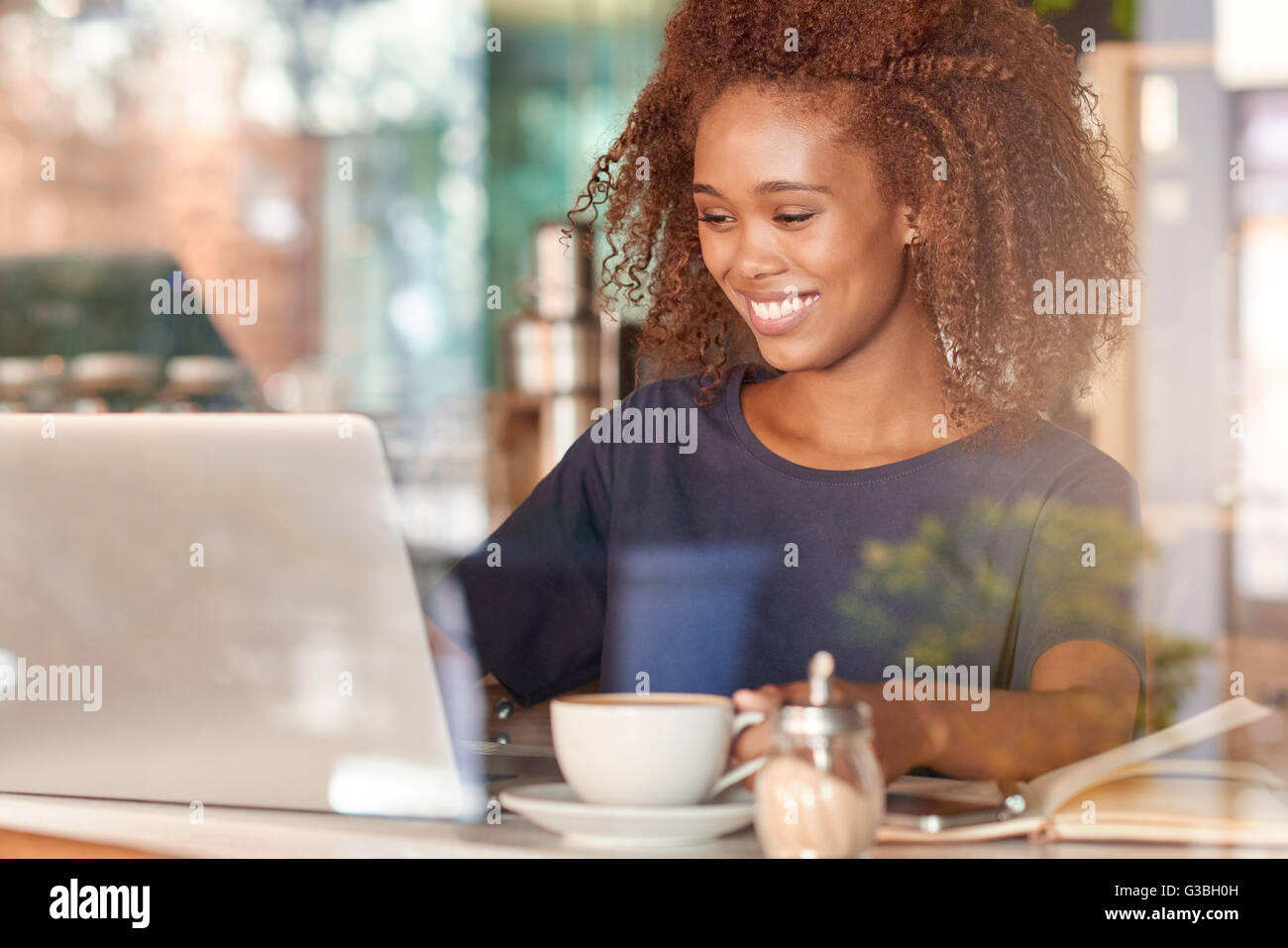 This cafe has great coffee and wifi Stock Photo - Alamy