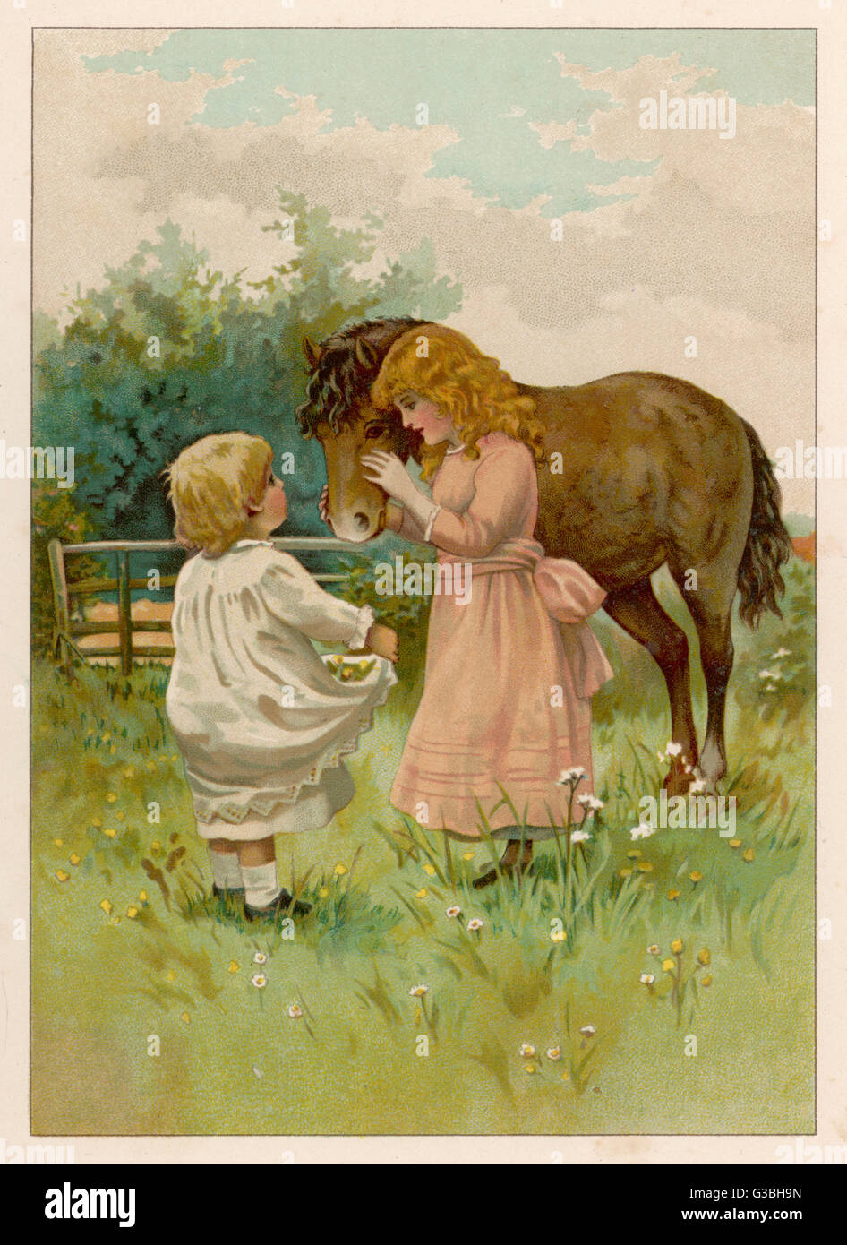 Children with pony hi-res stock photography and images - Alamy