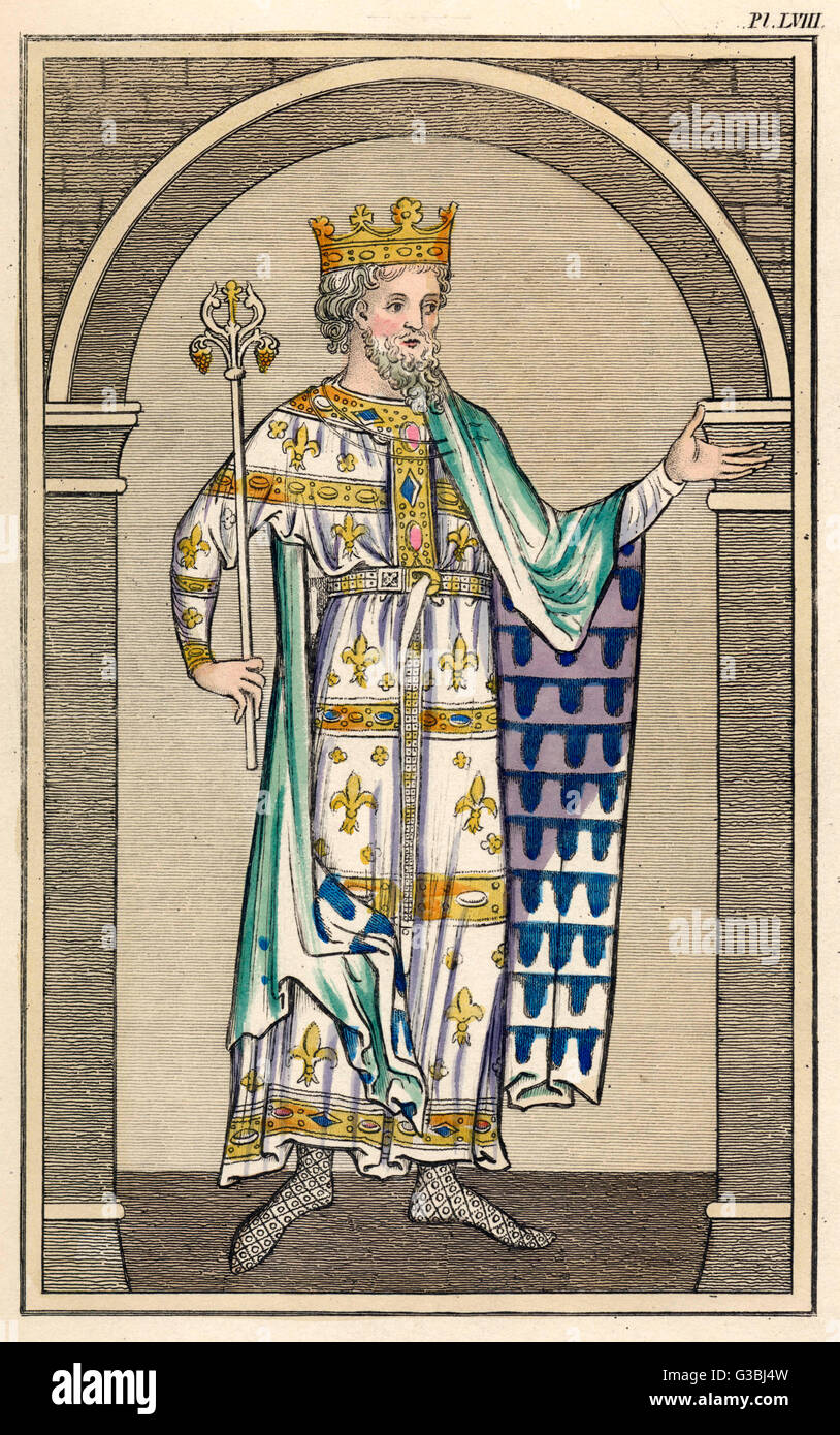 King in his Coronation Habit: long, highly ornate tunic with magyar ...