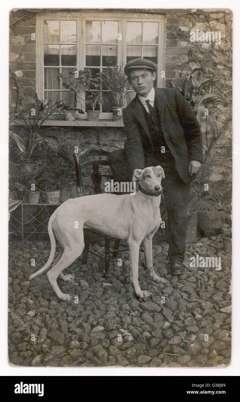 GREYHOUND AND OWNER Stock Photo - Alamy