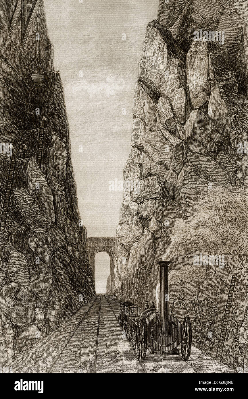 Olive Mount cutting, Liverpool and Manchester Railway, England, 19th ...