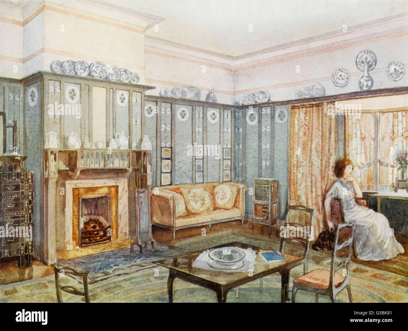LADY IN DRAWING ROOM Stock Photo - Alamy