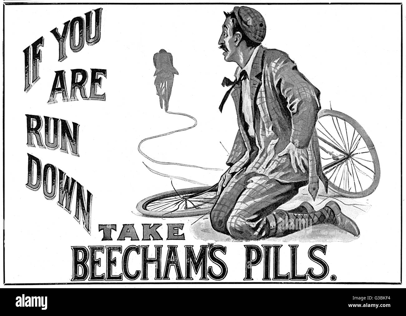 BEECHAMS PILLS CYCLE AD Stock Photo - Alamy