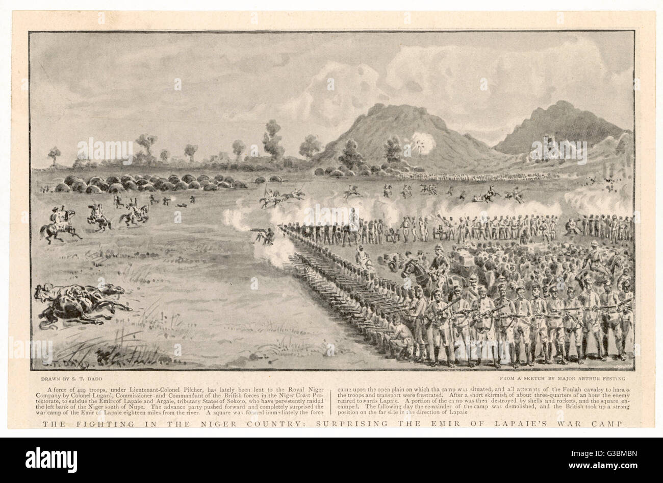 Soldiers of the British Royal Niger Company form a square to attack the ...