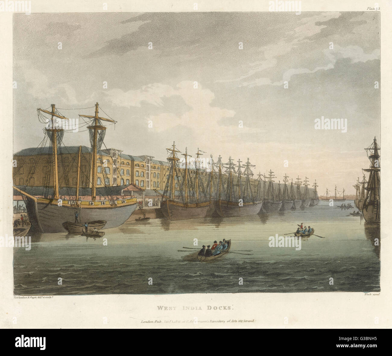 The West India Docks in the great age of English trade - vessels lining ...
