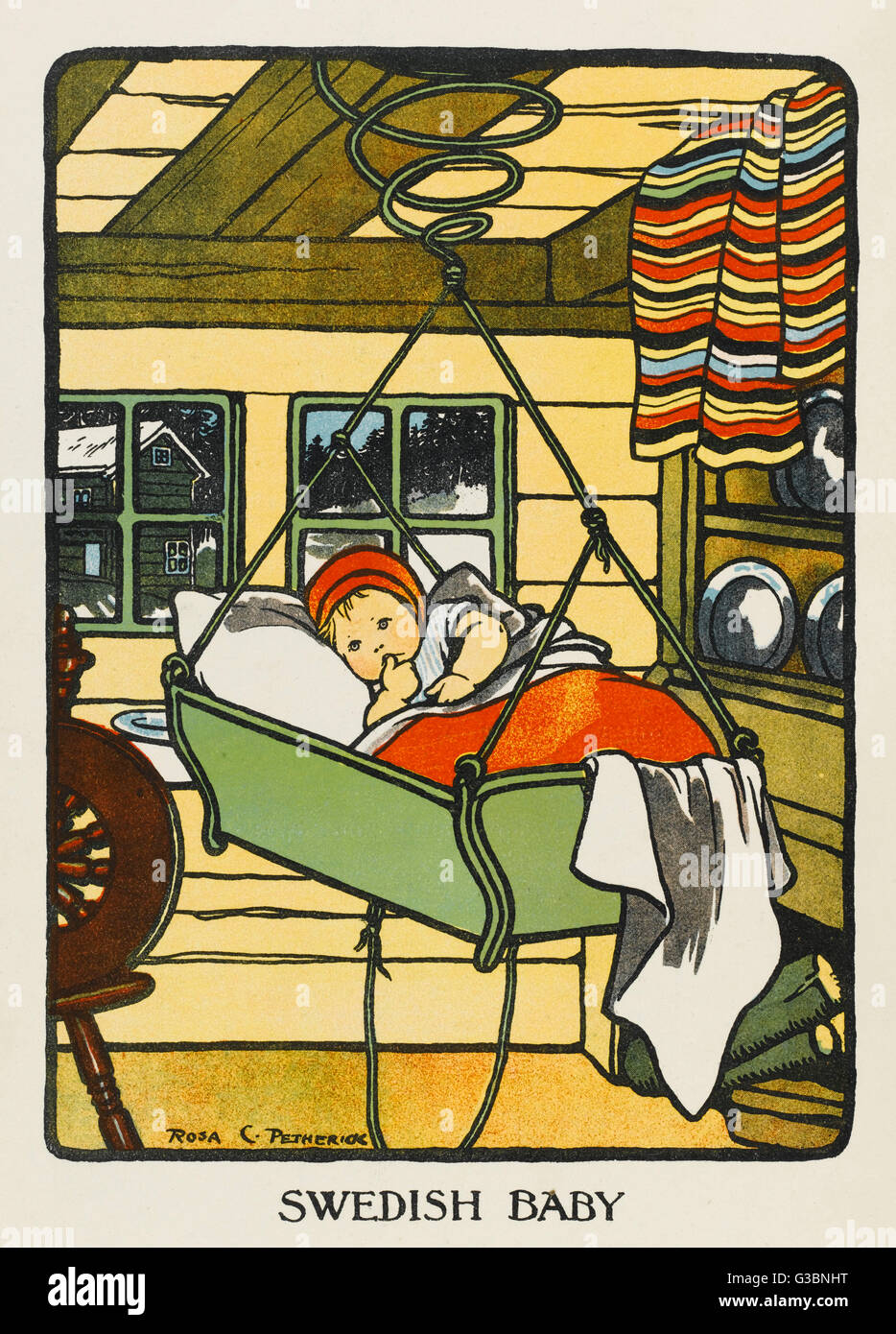 SWEDISH BABY IN CRADLE Stock Photo - Alamy