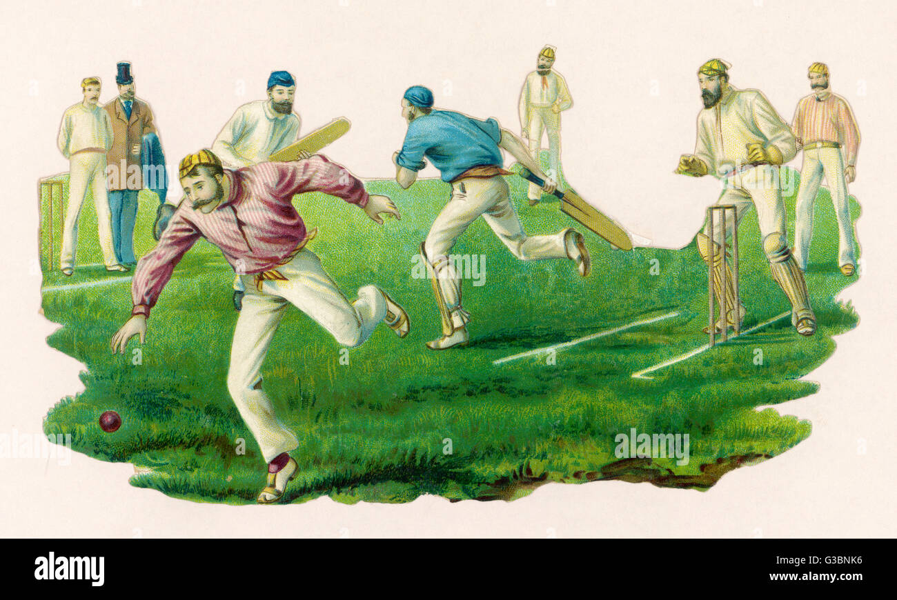 A cricket match in progress. The batsman has clipped the ball square ...