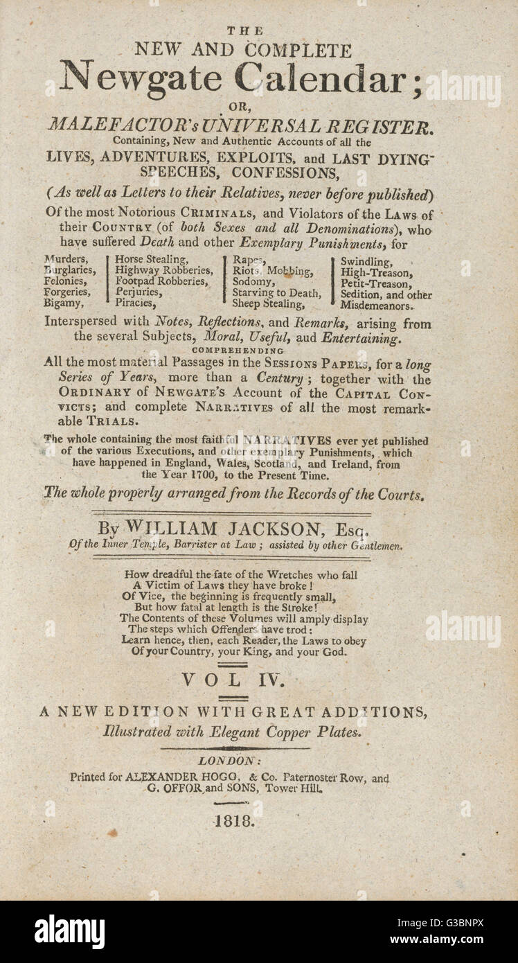 Newgate calendar hi-res stock photography and images - Alamy