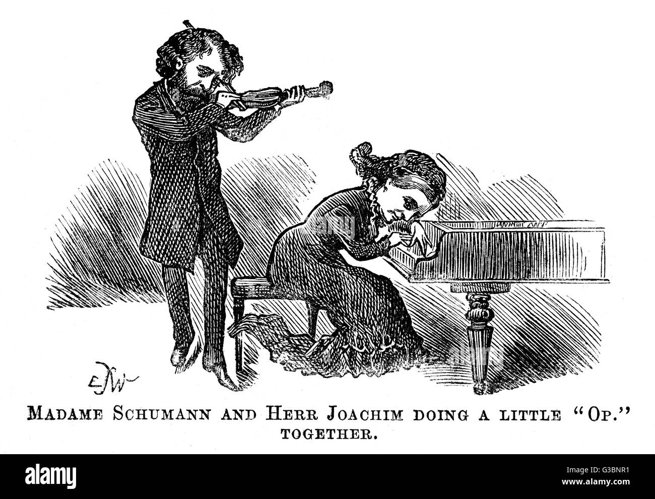 Cartoon, Clara Schumann and Joseph Joachim Stock Photo - Alamy