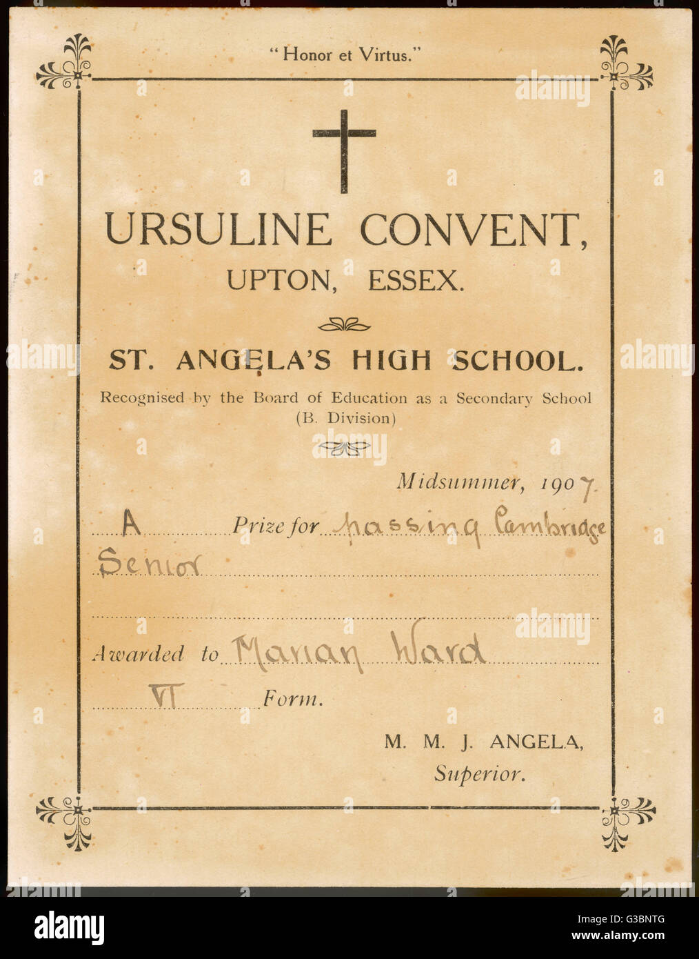 CONVENT SCHOOL PRIZE Stock Photo - Alamy