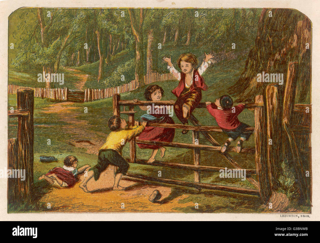 CHILDREN SWING ON GATE Stock Photo - Alamy