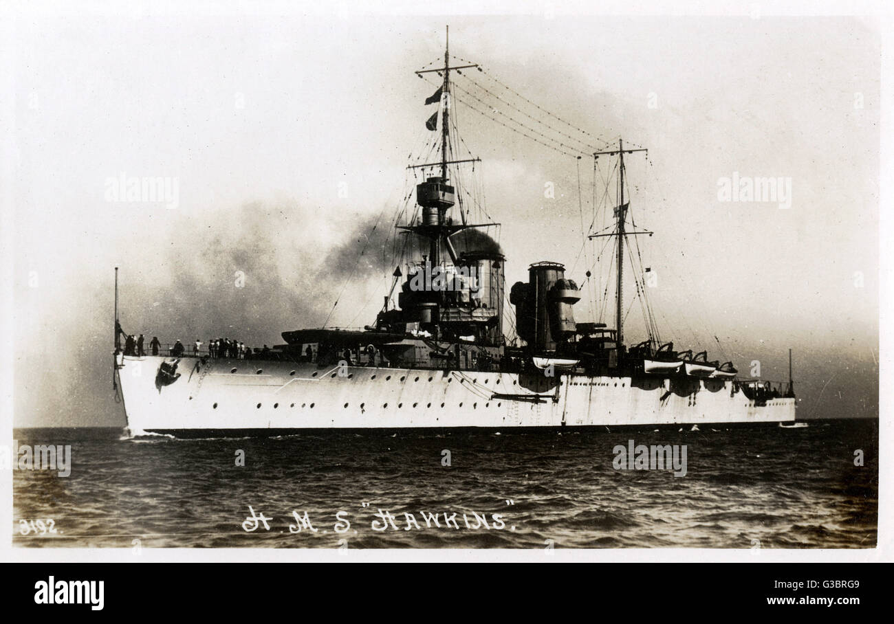 HMS Hawkins, British heavy (armed) cruiser Stock Photo - Alamy