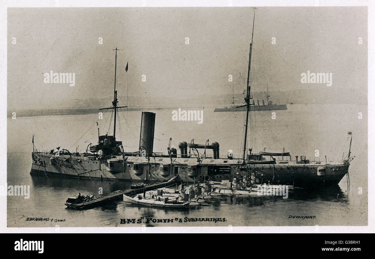 HMS Forth in Devonport with submarines Stock Photo - Alamy