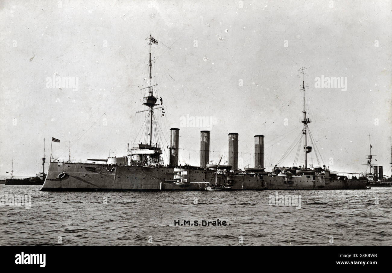 HMS Drake, British protected cruiser Stock Photo - Alamy