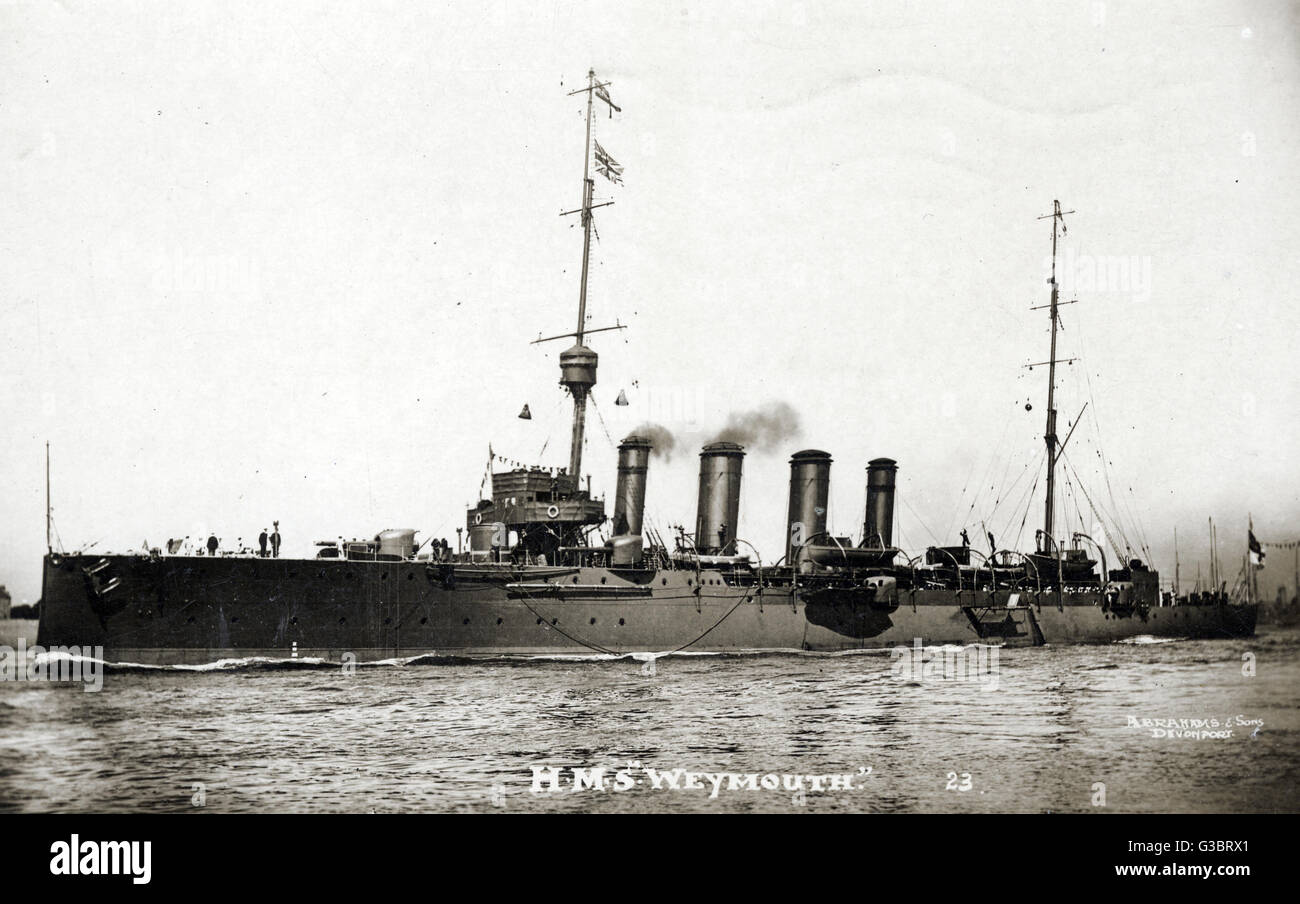 HMS Weymouth, British light cruiser Stock Photo - Alamy