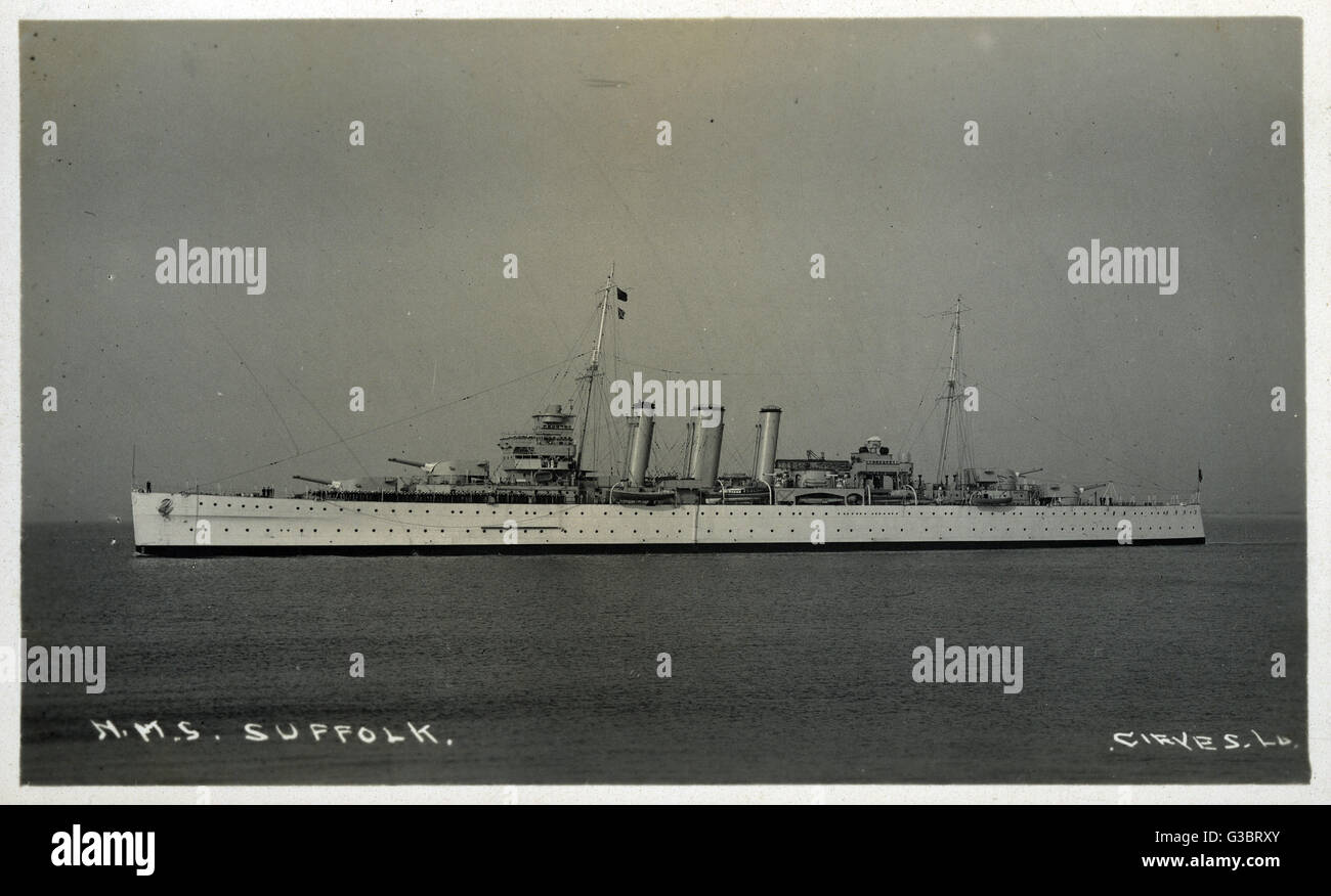 HMS Suffolk, British heavy cruiser Stock Photo - Alamy
