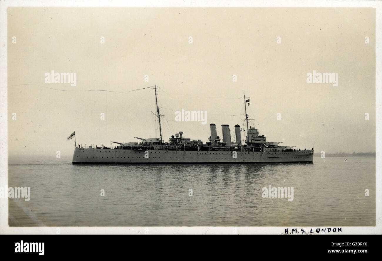 HMS London, British heavy cruiser Stock Photo - Alamy