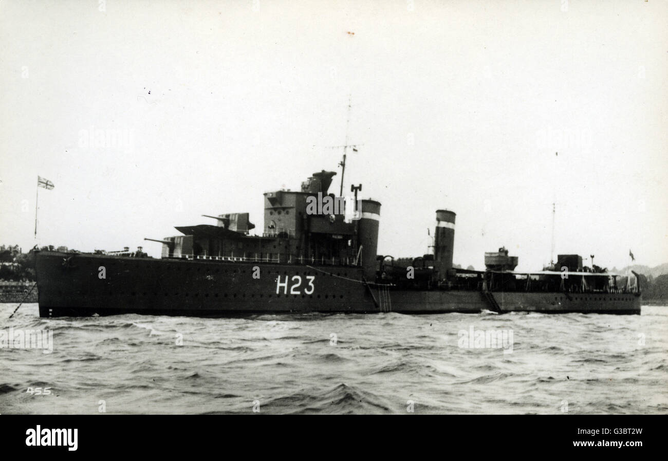 HMS Echo, British destroyer, WW2 Stock Photo - Alamy