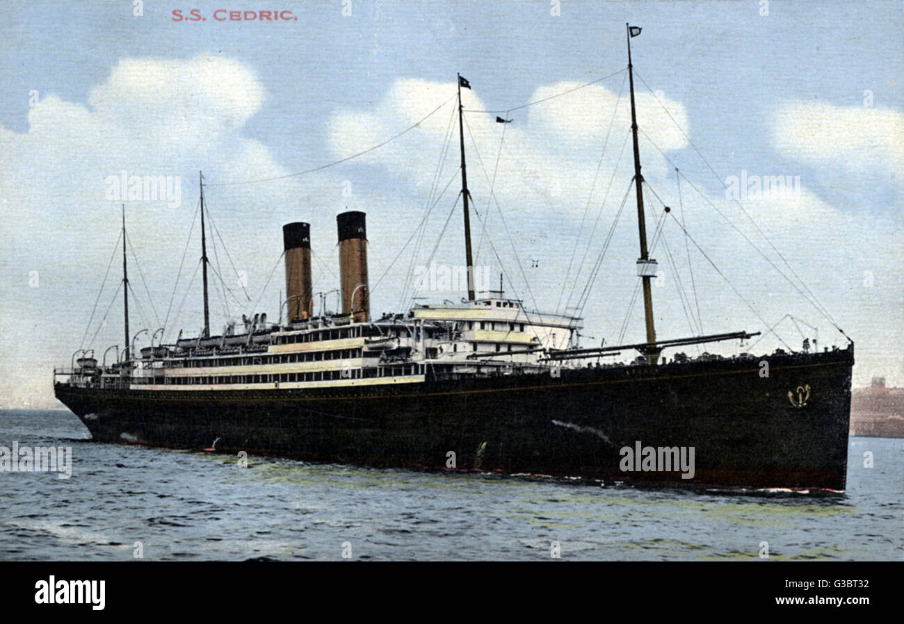RMS Cedric, cruise ship of the White Star Line. Date: circa 1908 Stock ...
