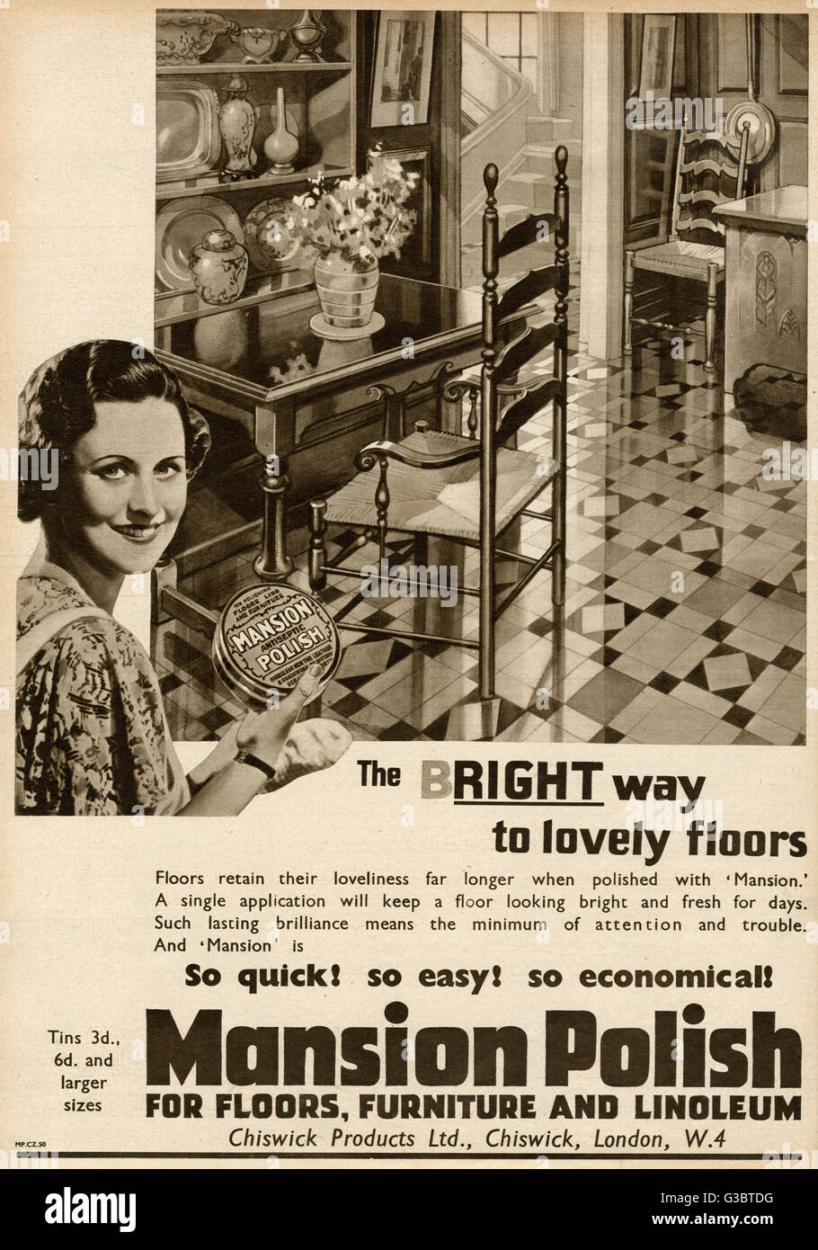Advert for Mansion polish 1937 Stock Photo - Alamy