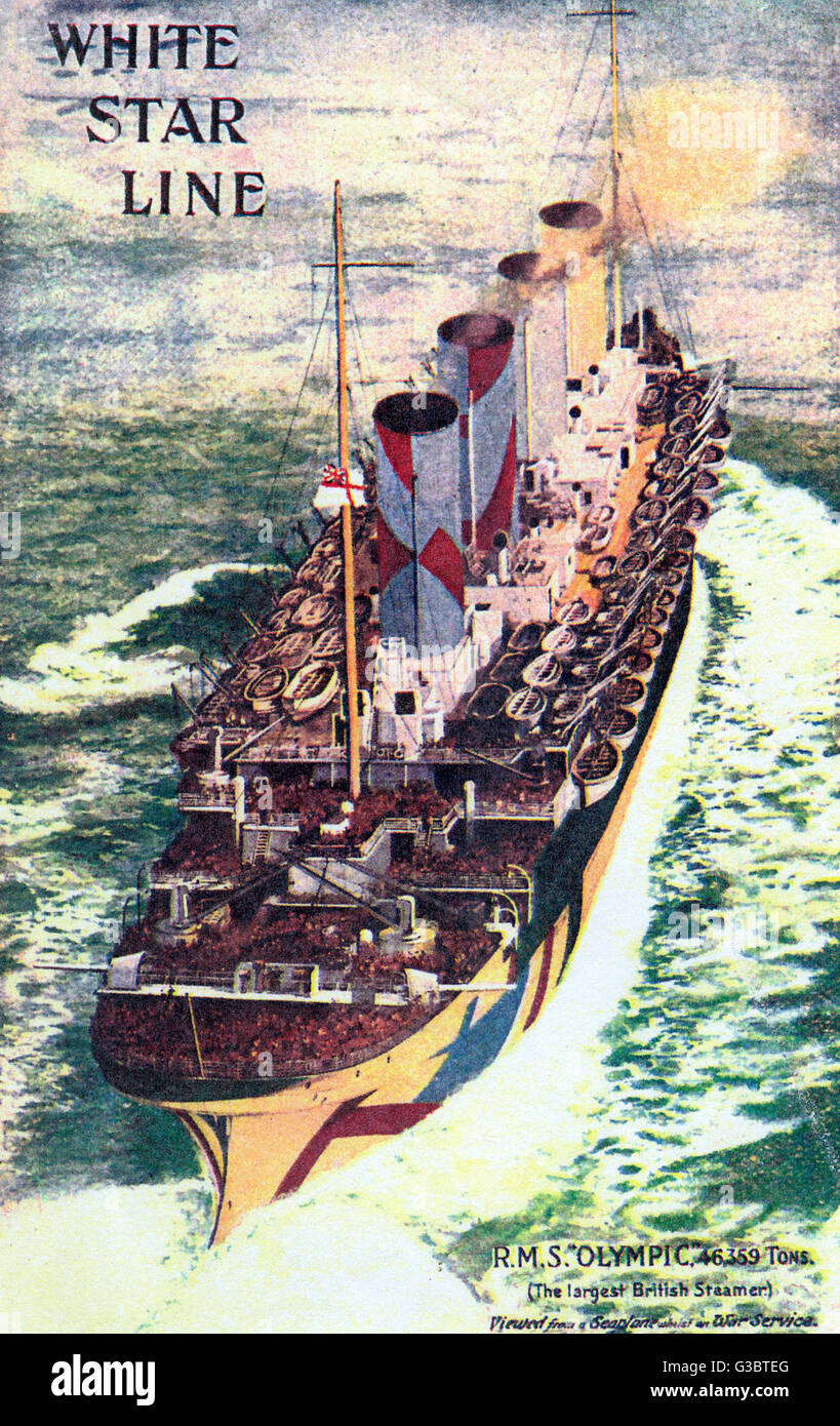 RMS Olympic, cruise ship of the White Star Line, WW1 Stock Photo - Alamy