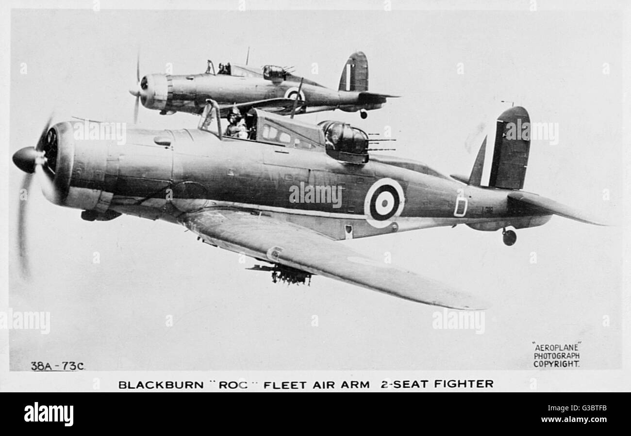 Blackburn B25 Roc British Fleet Air Arm two-seat fighter plane, used ...