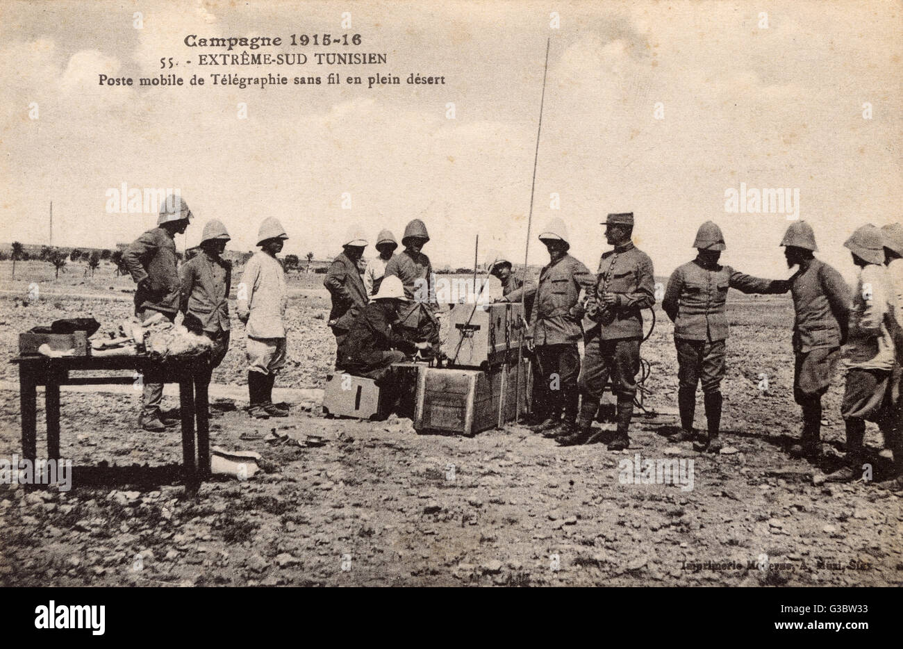 French Mobile Telegraph post - Southern Tunisian Desert Stock Photo - Alamy