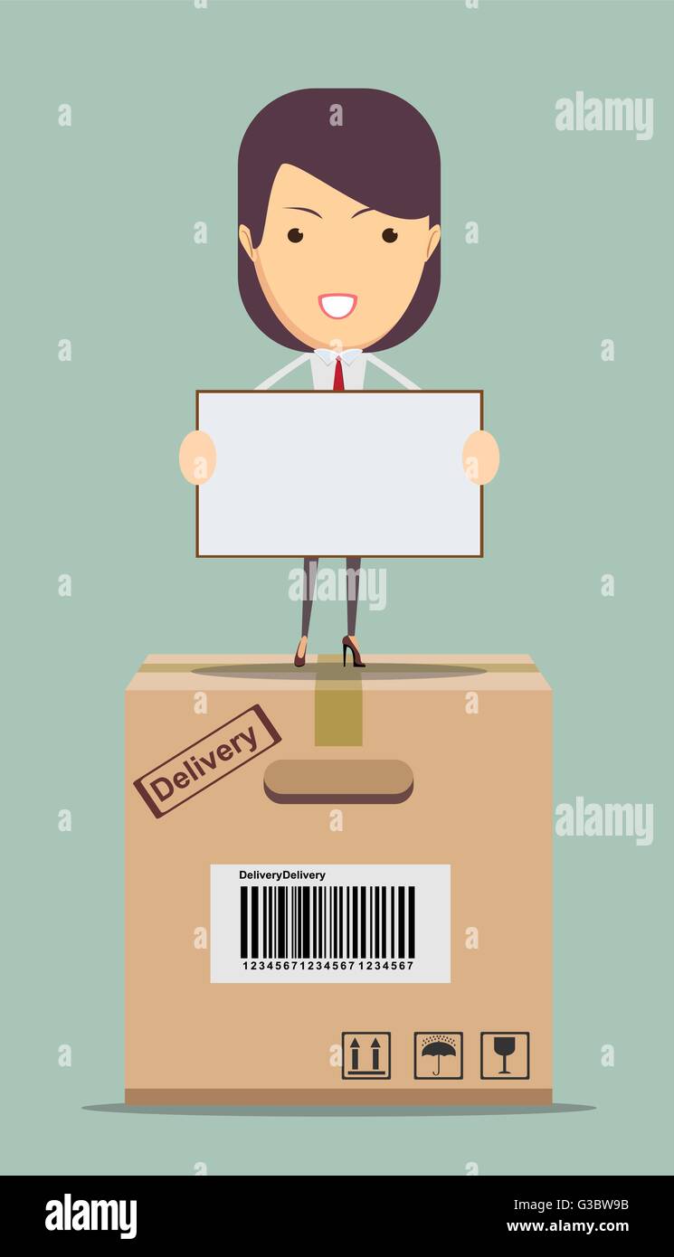 Female delivery courier holding Stock Vector Images - Alamy