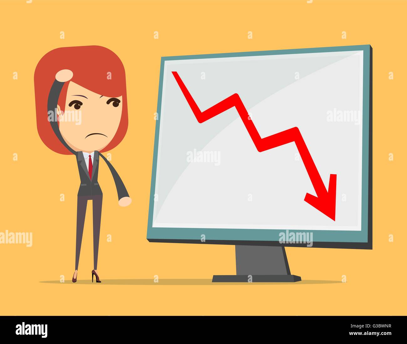 Business lady at loss arrow Stock Vector Image & Art - Alamy