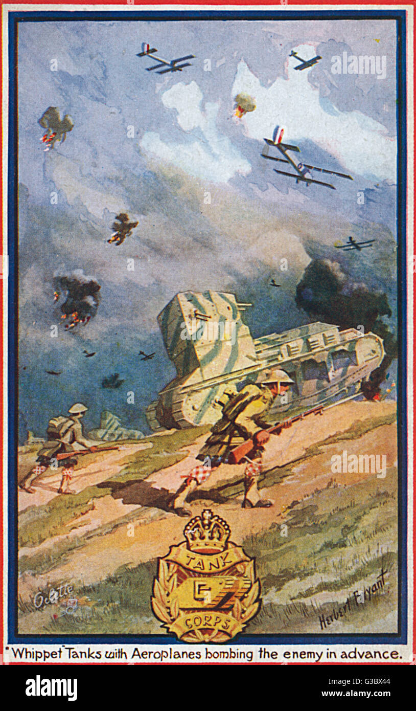 WW1 - Whippet Tanks with air support - Western Front Stock Photo - Alamy