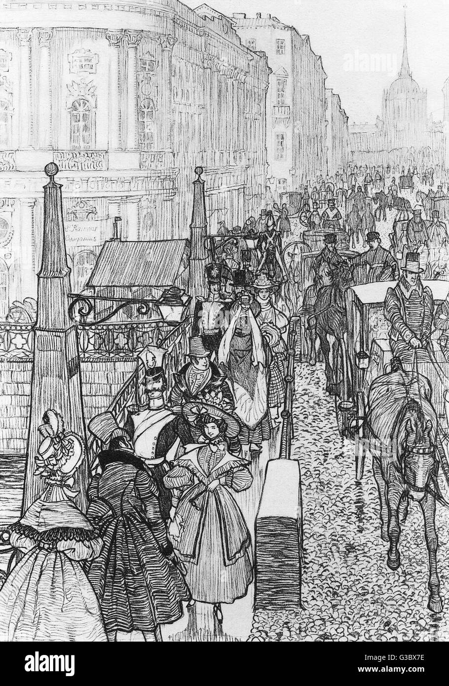 Illustration to 'Nevsky Prospekt' by Gogol Stock Photo - Alamy