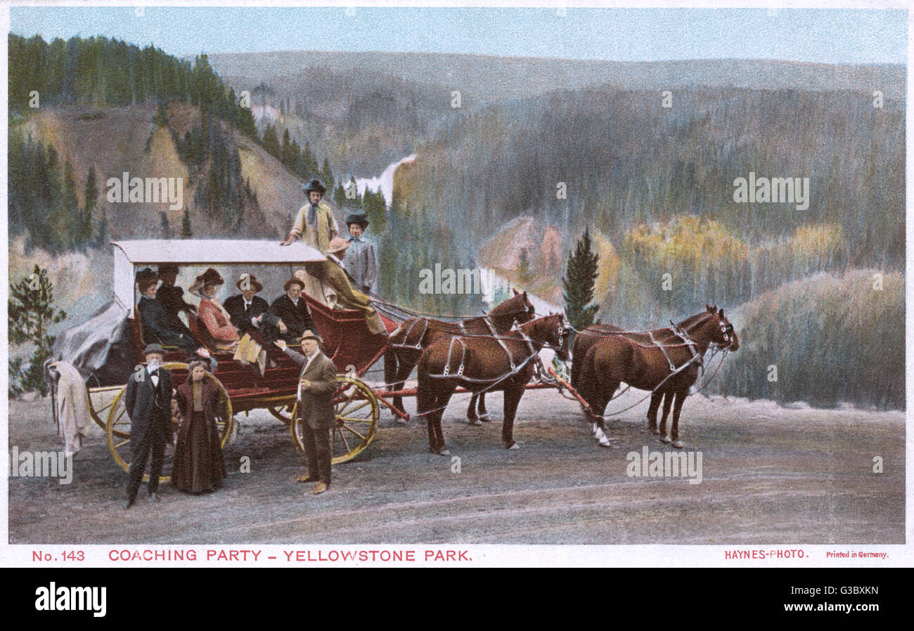 Coaching party, Yellowstone National Park, USA Stock Photo - Alamy