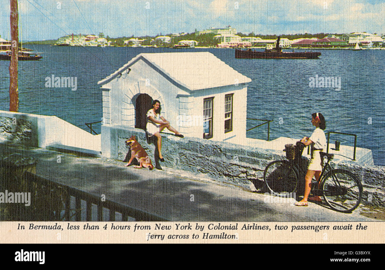 Bermuda - Passengers awaiting ferry to Hamilton Stock Photo - Alamy