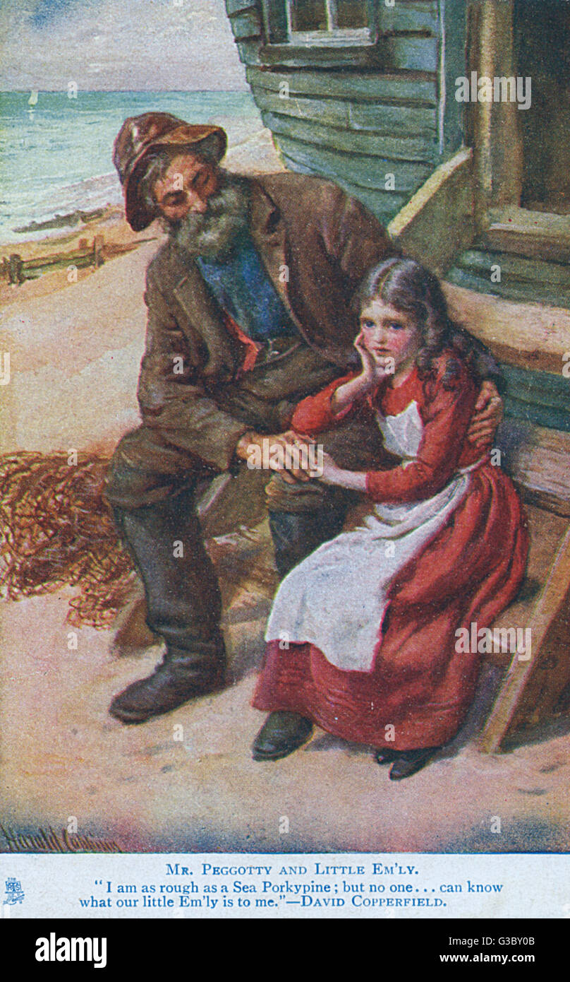 Mr Peggotty and Little Emily - David Copperfield, Dickens Stock Photo ...