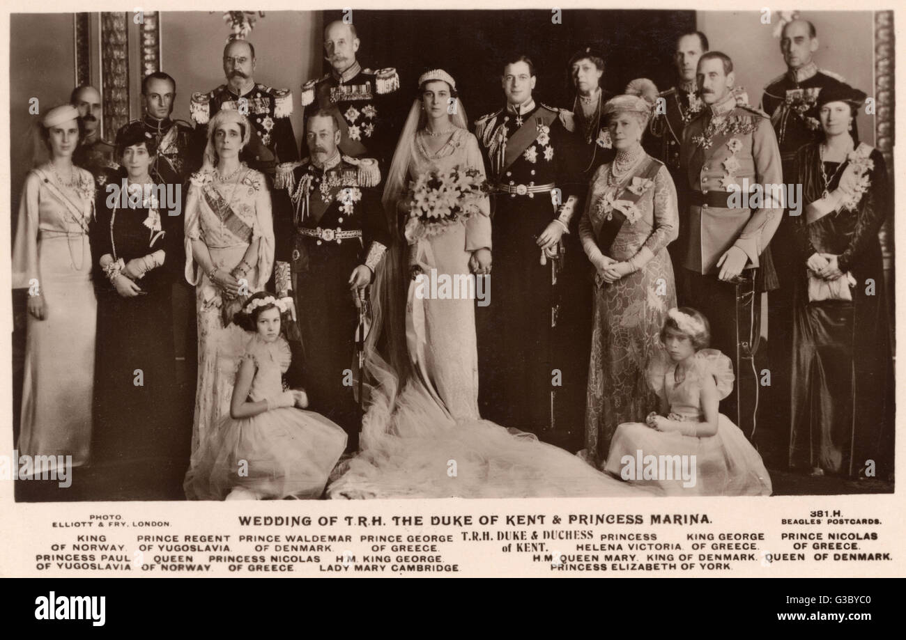 Wedding - George, Duke of Kent and Princess Marina of Greece Stock ...