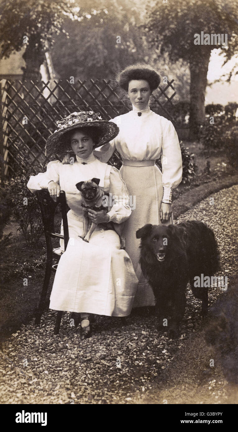 Women with two dogs Stock Photo - Alamy