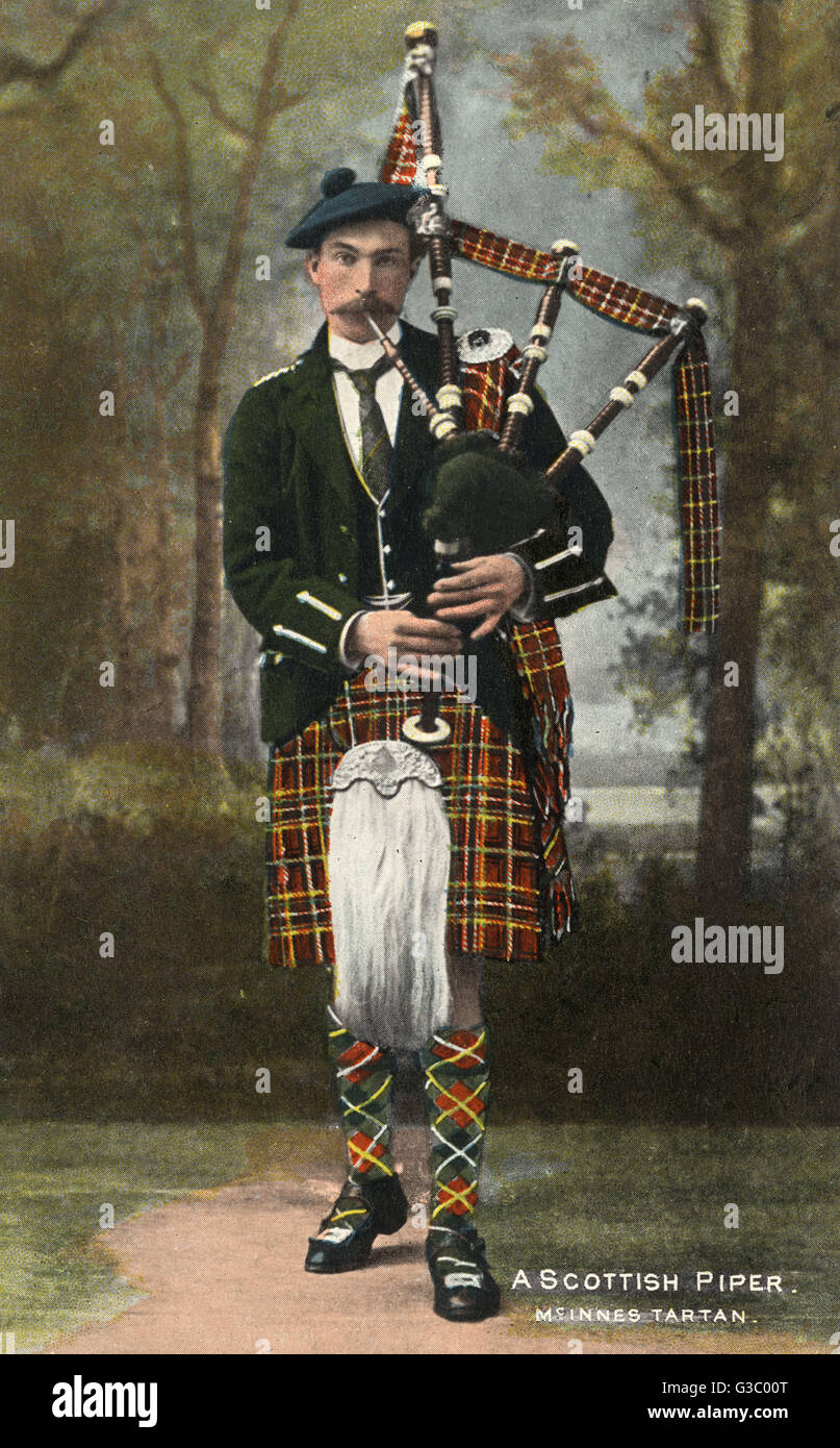 A Scottish Piper wearing McInnes Tartan Stock Photo - Alamy