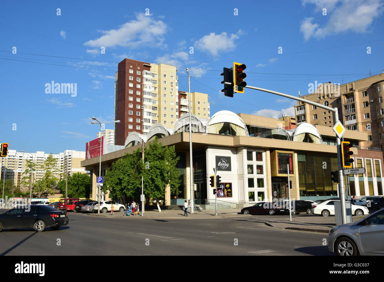 Street view with modern buildings in Astana, capital of Kazakhstan ...