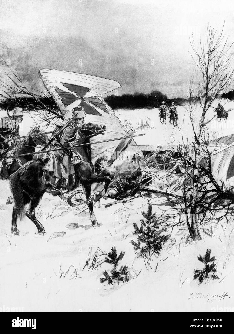 WW1 - Eastern Front - German Taube Aircraft captured Stock Photo - Alamy