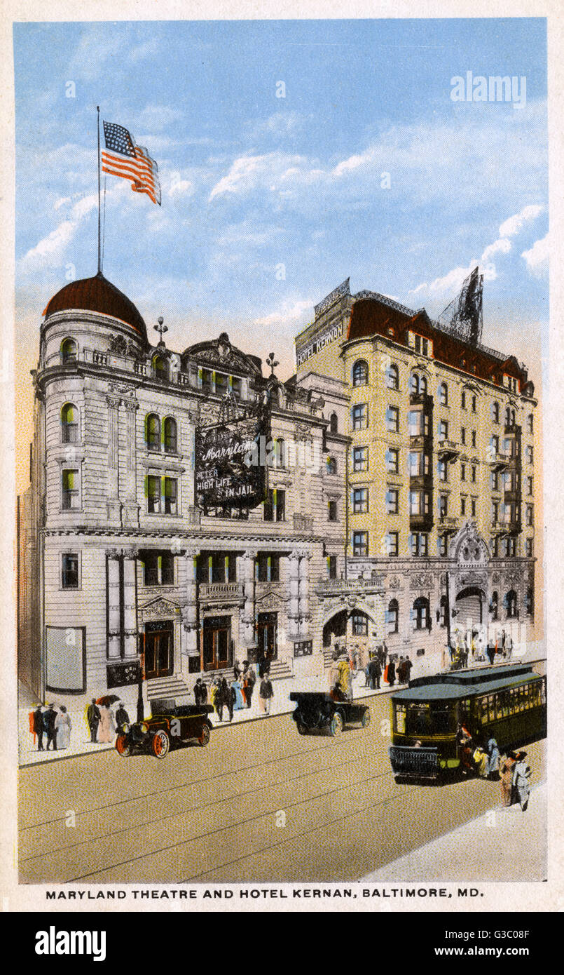 Maryland Theatre and Hotel Kernan, Baltimore, Maryland, USA Stock Photo ...