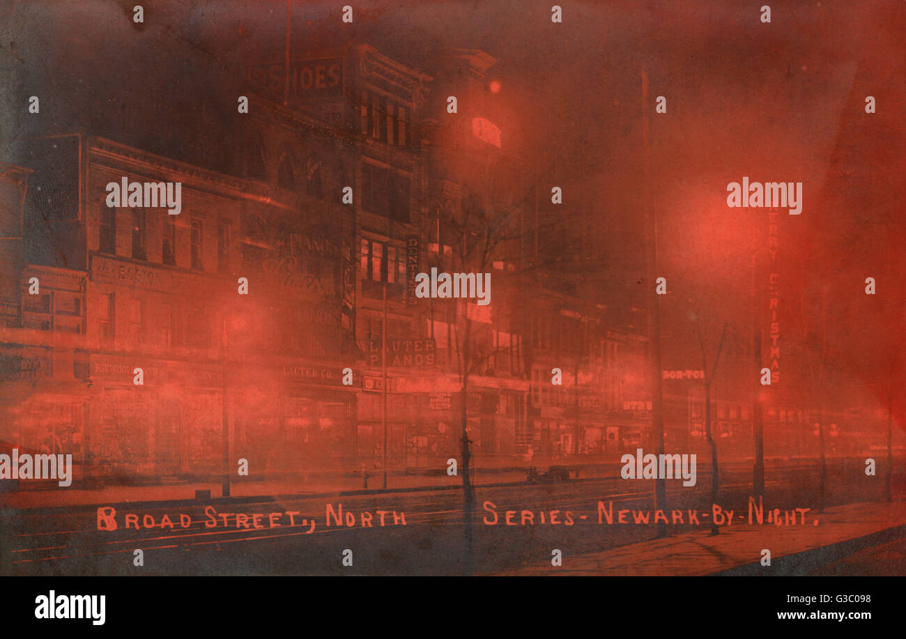 Night view of Broad Street, Newark, New Jersey, USA Stock Photo - Alamy