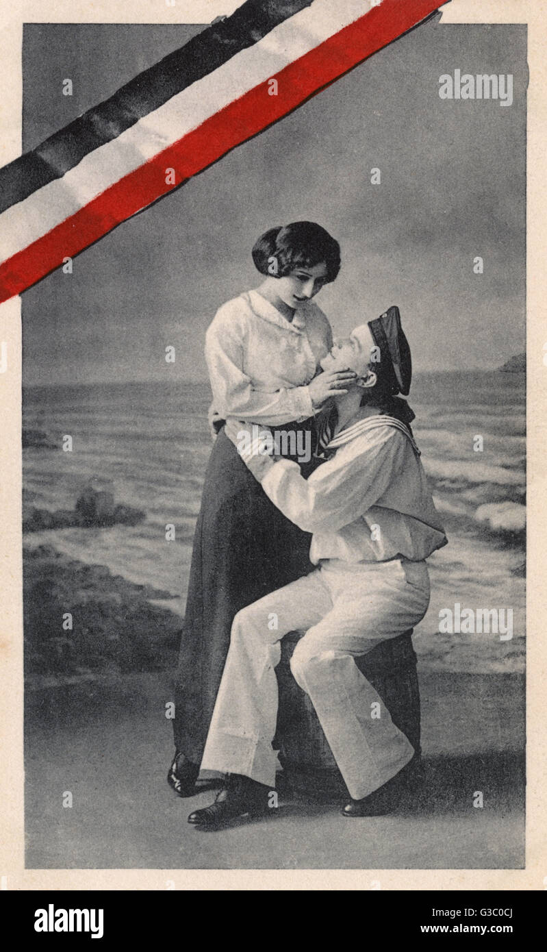 WW1 era - German patriotic card - Naval seaman and his girl Stock Photo ...