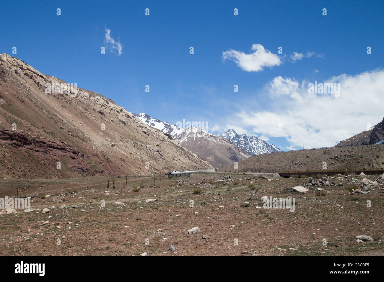 Landscape along National Route 7 through Andes mountain range close to ...