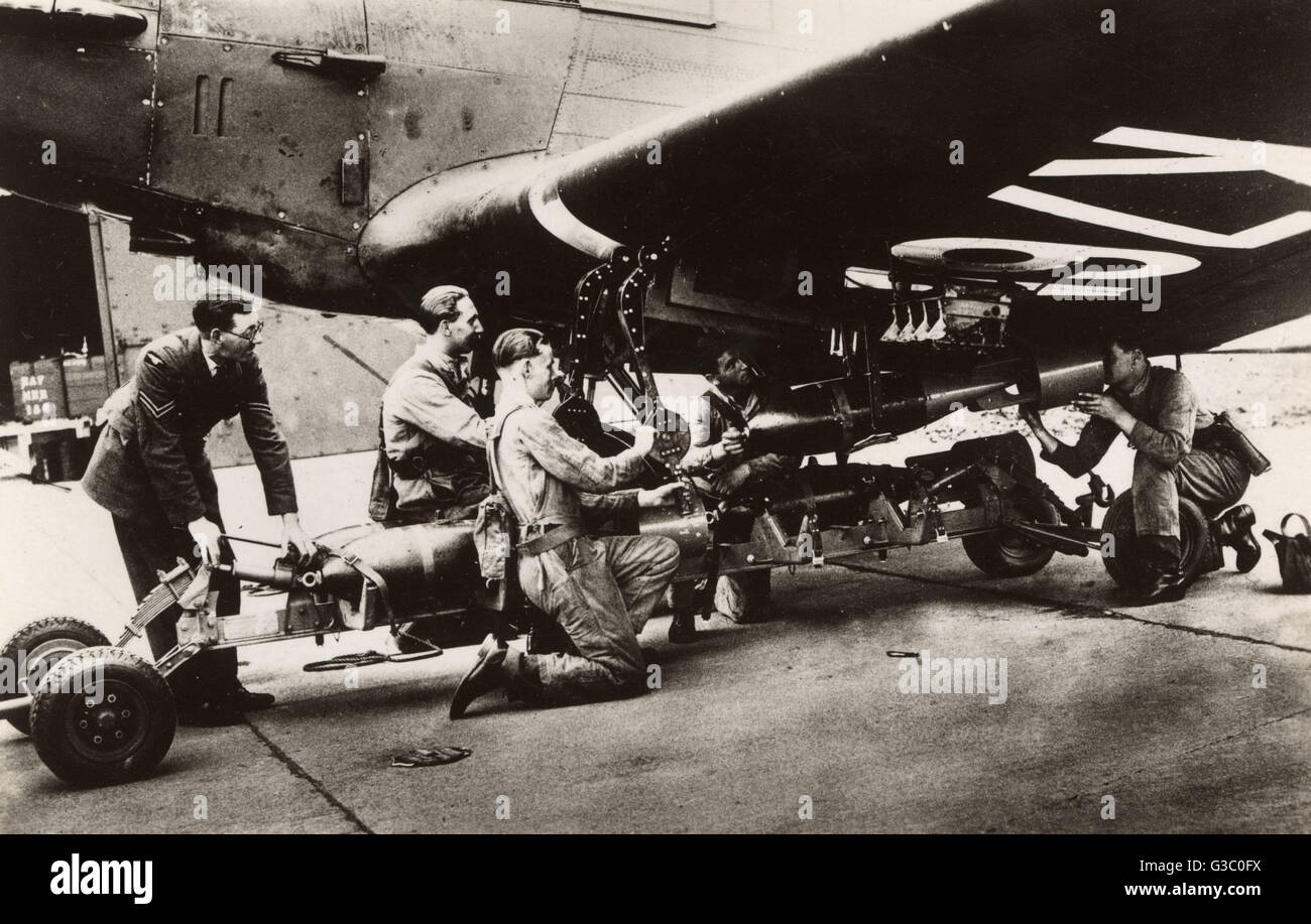 Loading Bombs onto an RAF Bomber prior to a patrol flight Stock Photo ...