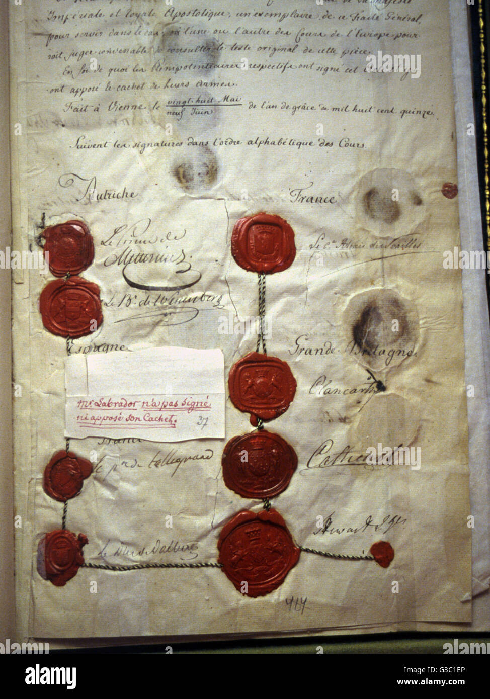 Signatures, Congress of Vienna, in a Moscow museum Stock Photo - Alamy