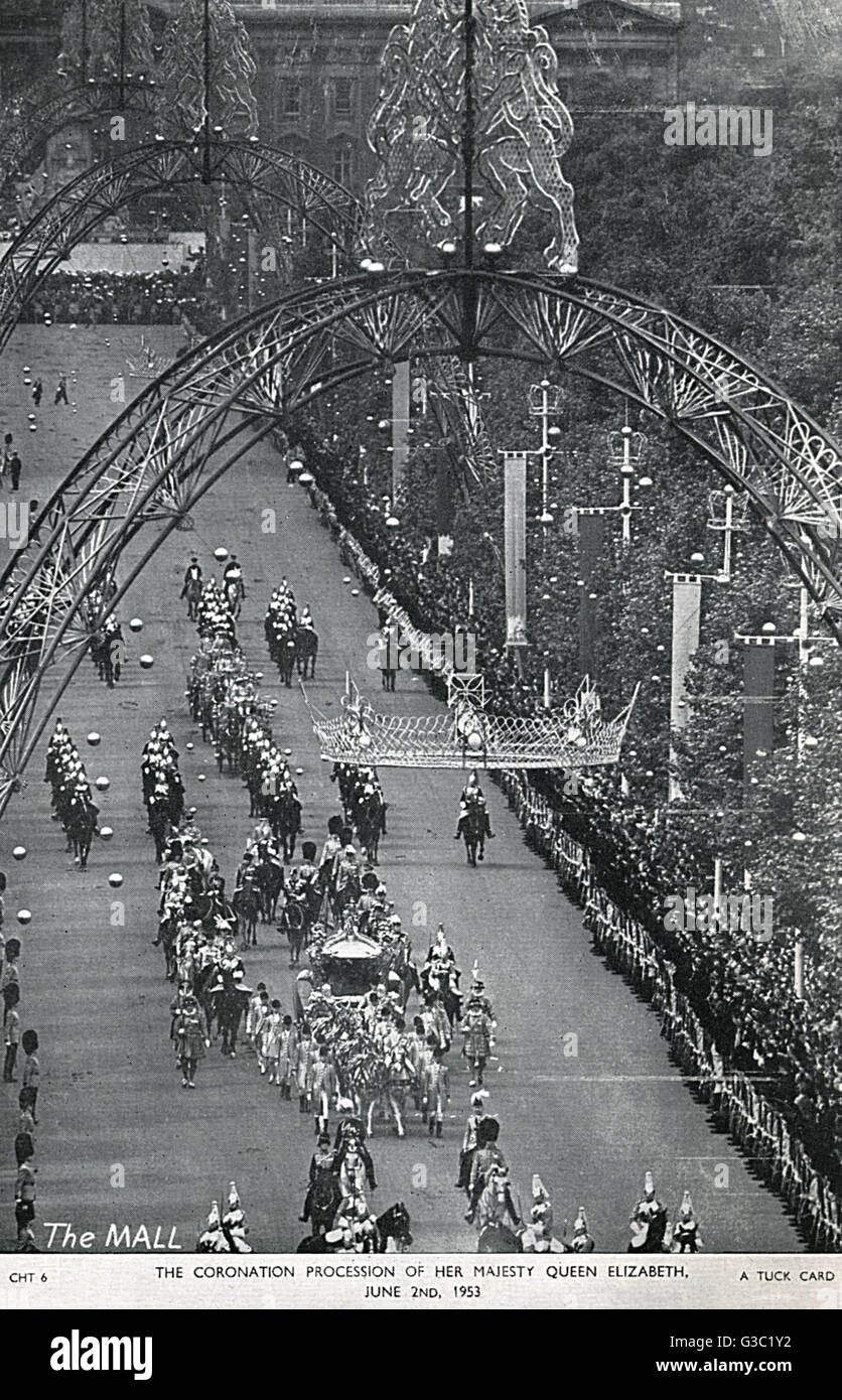 Coronation Procession of Queen Elizabeth II along The Mall Stock Photo ...