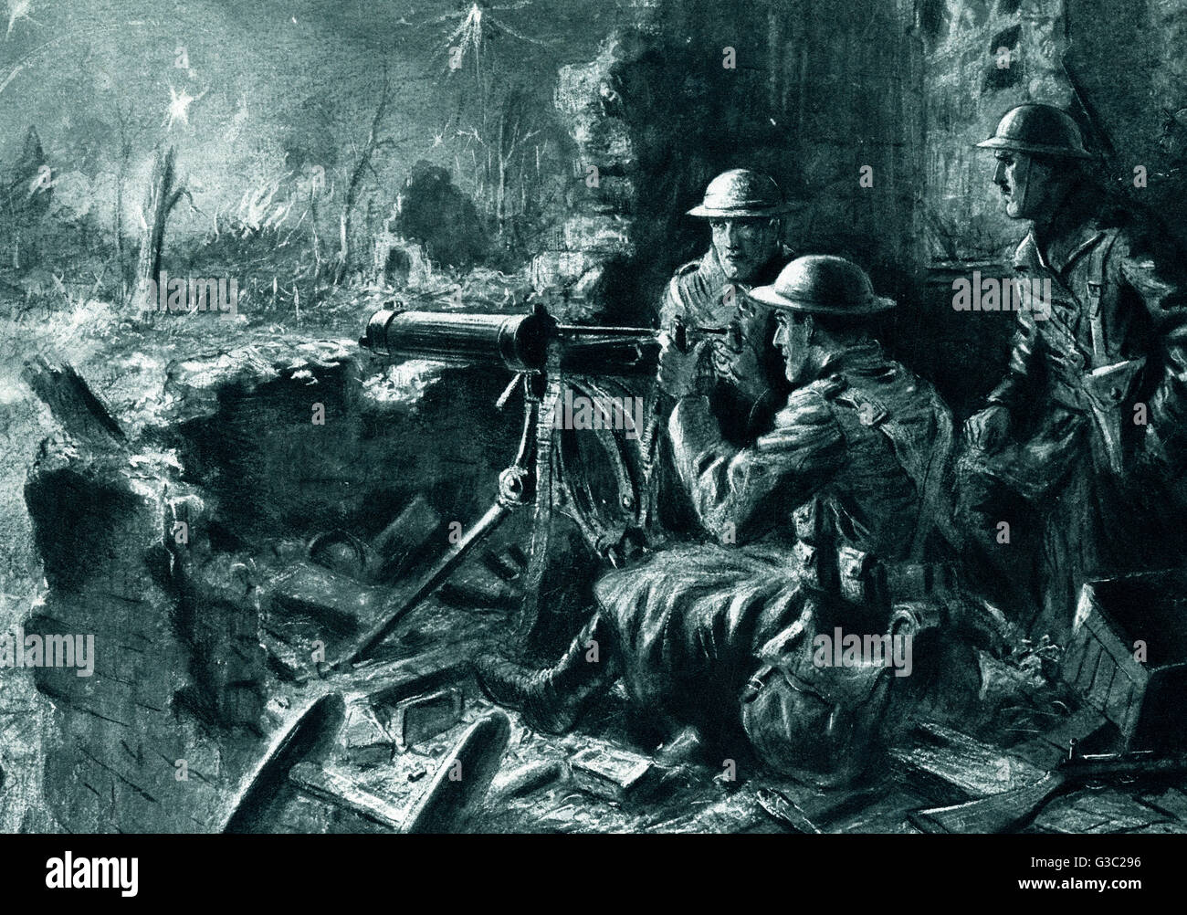 WW1 - Machine Gunners in action Stock Photo - Alamy