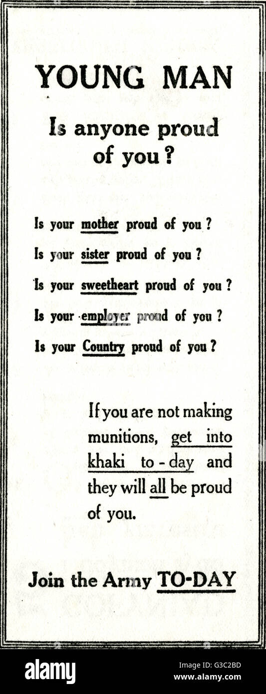 WW1 - Recruitment Advertisement Stock Photo - Alamy